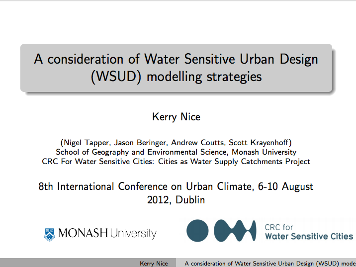 A consideration of Water Sensitive Urban Design (WSUD) modelling ...