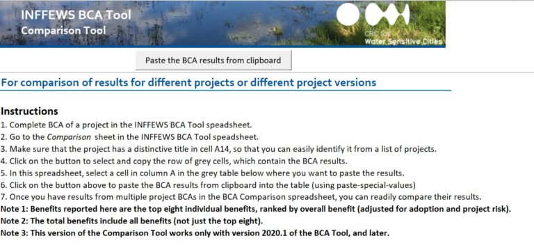 INFFEWS BCA Tool: Comparison Tool - CRC for Water sensitive cities